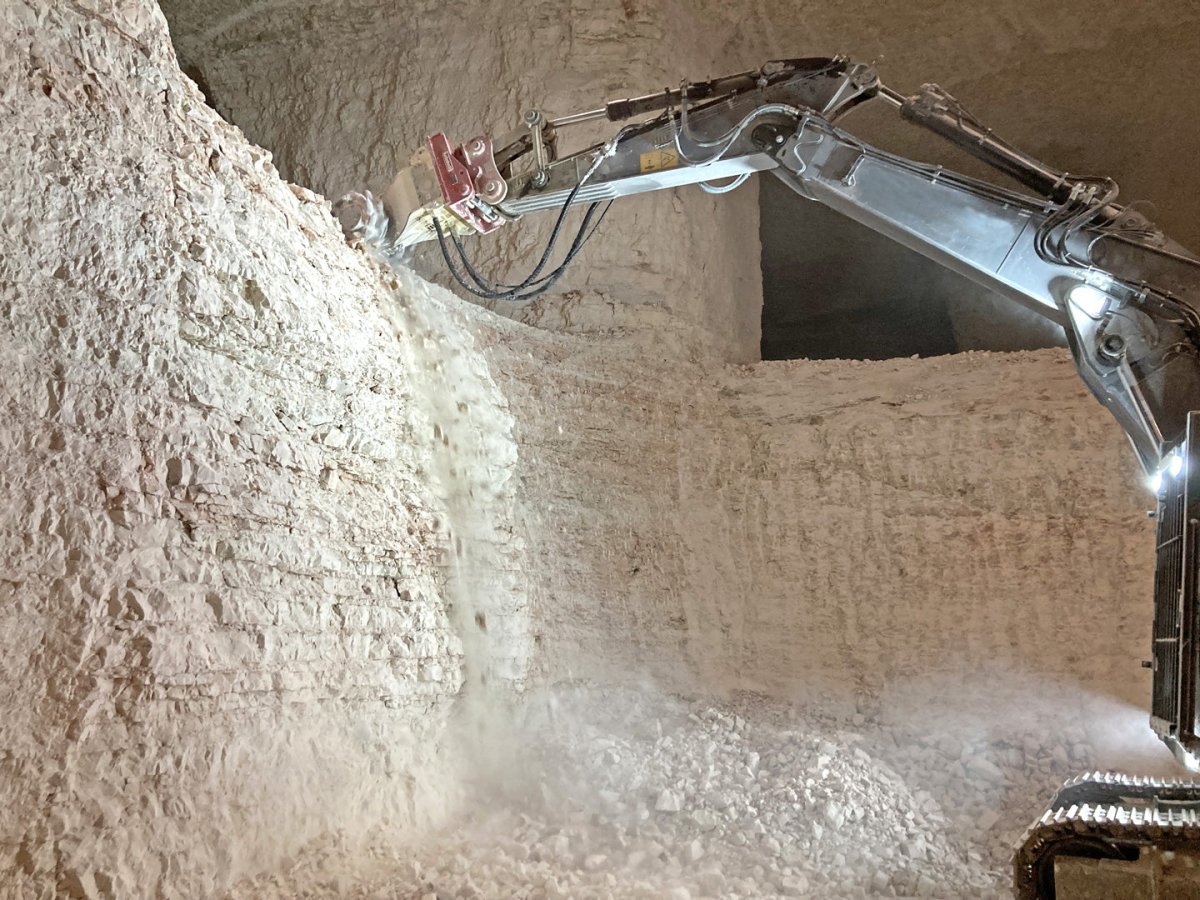 Quarrying With A TF 1100 In A Limestone Cave | Excavator Cutter ...