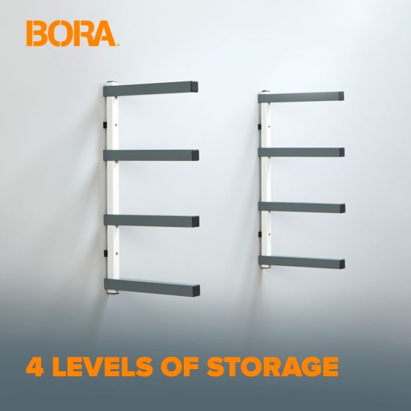 4-Level Lumber Storage Rack – White and Gray | Storage | Shelving ...