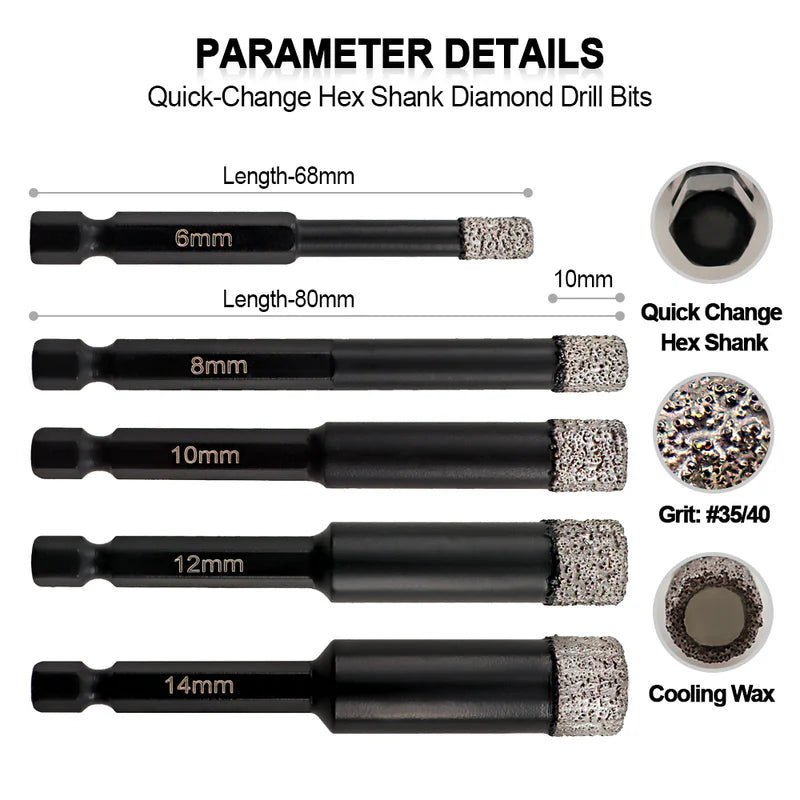 Diamond Brazed Core Bits with Drill Shank | Porcelain Core Drill Bits ...