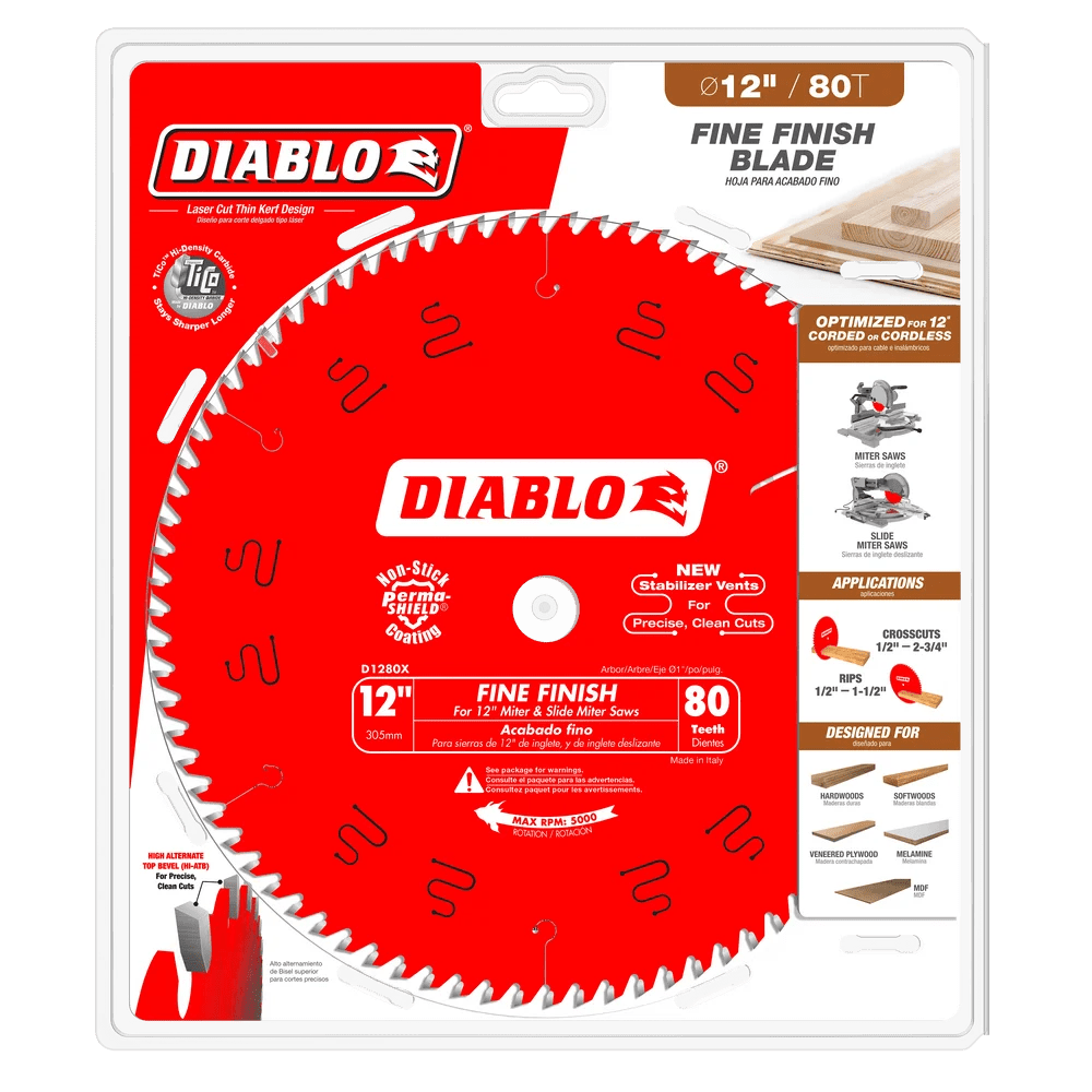 12 in. x 80 Tooth Fine Finish Saw Blade | Diablo Tools | Wood Blade ...