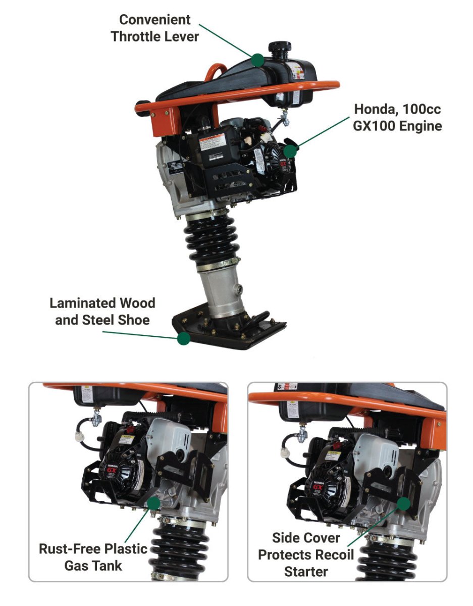 Brave Tamping Rammer | 10.7 kN | Honda GX100 | Ground Tamper Compactor – Diamond Tool Store
