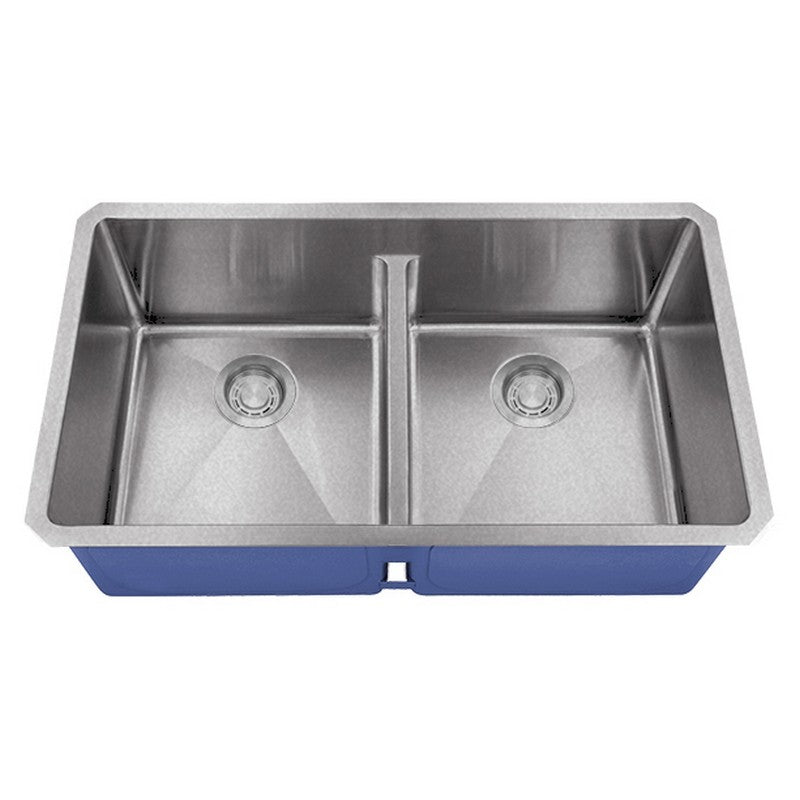 32 Inch Micro Radius 50/50 Double Bowl Under-mount Kitchen Sink ...
