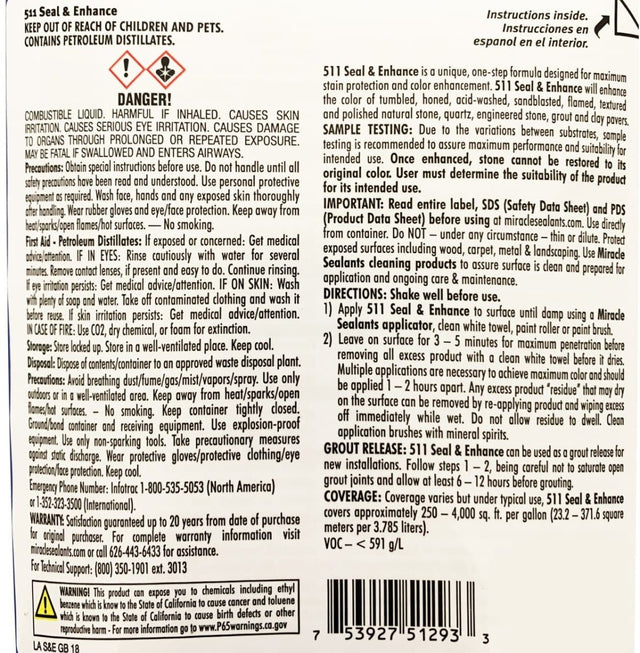 511 Seal and Enhance - Miracle Sealants | Diamond Tool Store