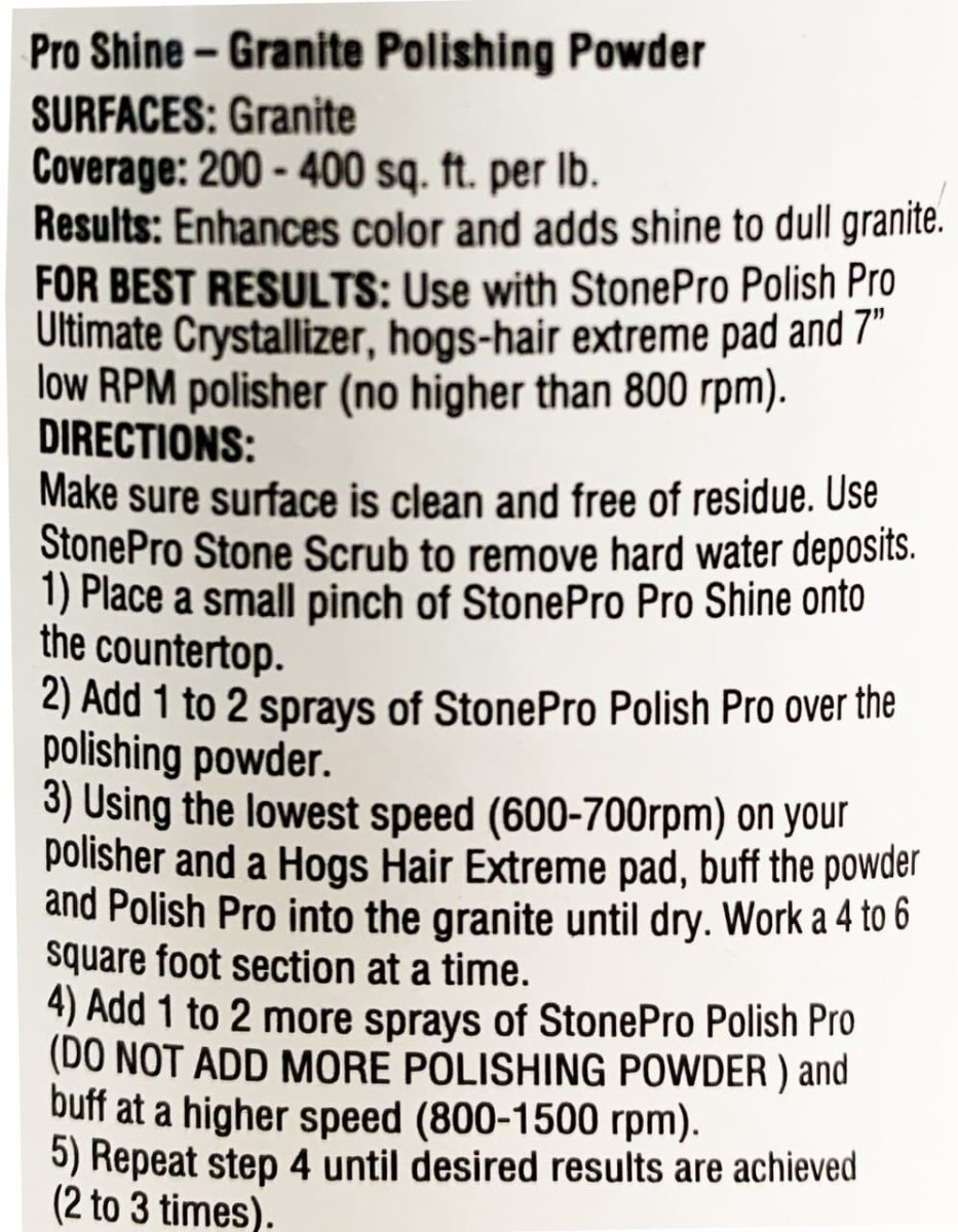Stone Pro Pro Shine | Granite Polishing Powder and Compound – Diamond ...