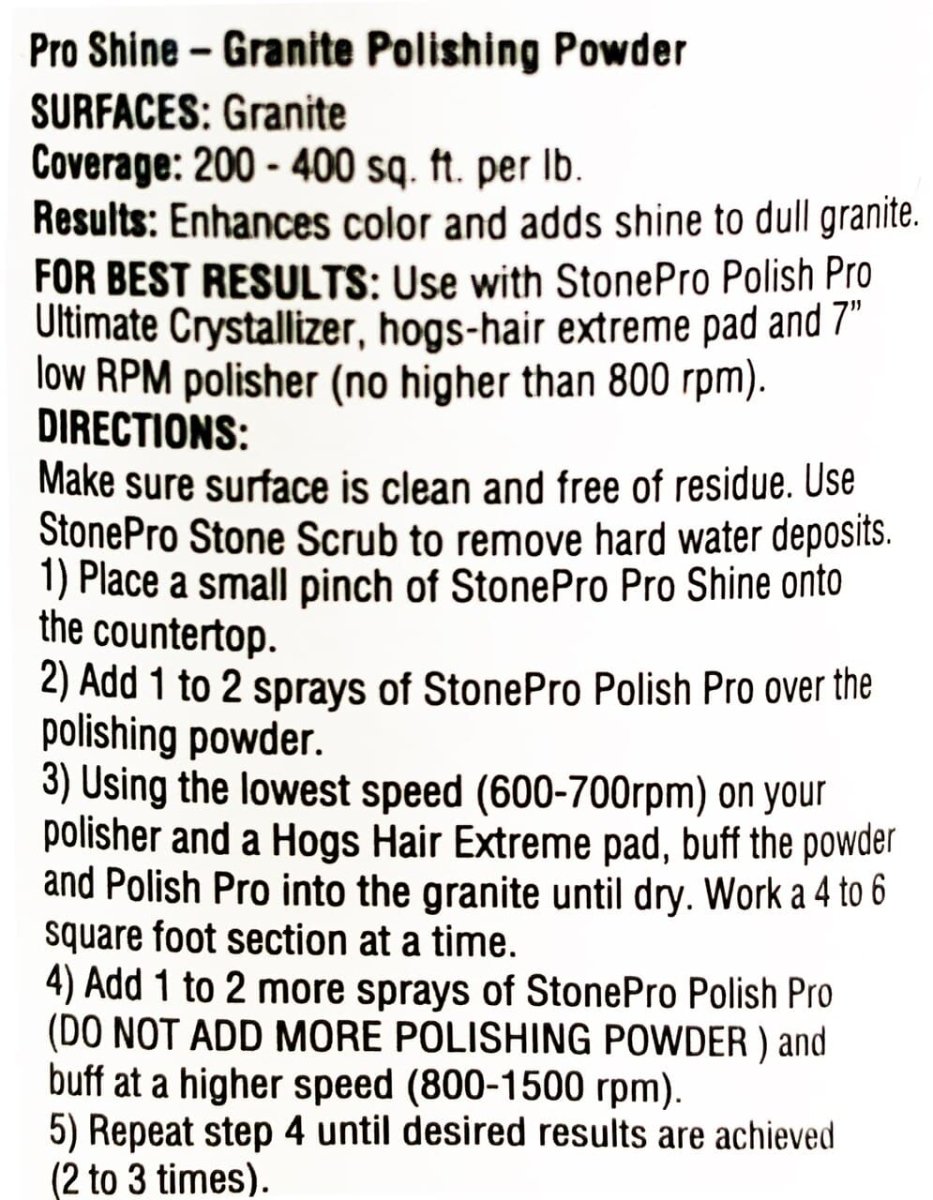 Stone Pro Pro Shine | Granite Polishing Powder and Compound – Diamond ...