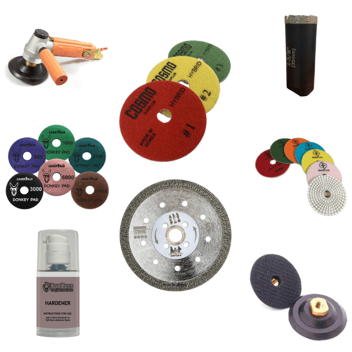 Quartz Package | 3 Step Pads | Core Bit | Stone Glue | Quartz Tools ...