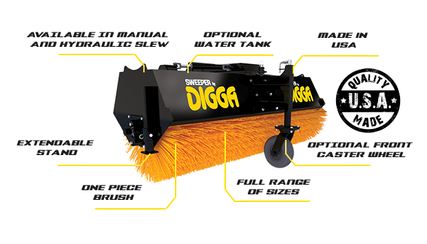 Digga Sweeper - Angle Broom | Sweeper for Tractor | Loader Sweeper ...