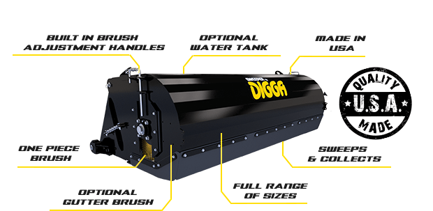 Sweeper Bucket Broom | Skid Steer Sweeper | Digga Bucket Attachments ...