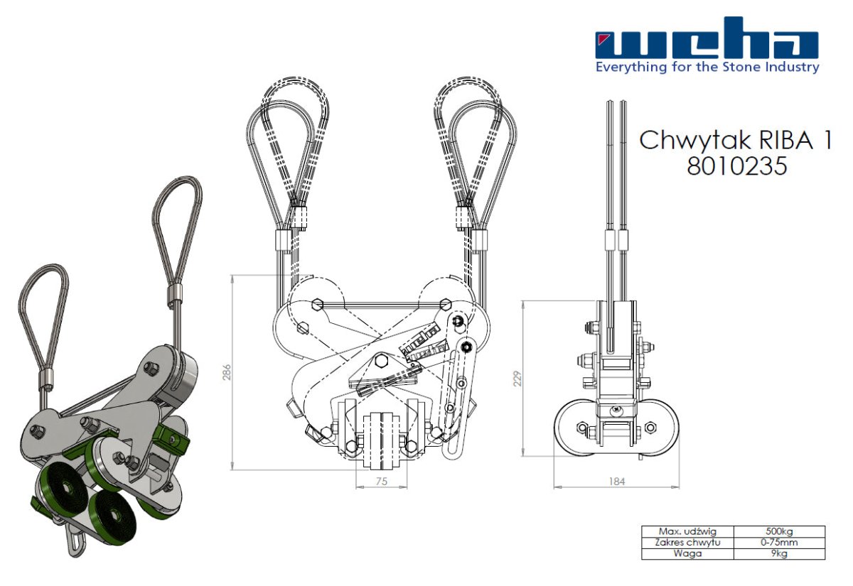 Weha Riba 1 Cable Slab Scissor Lifter | Lifting Equipment for stone ...